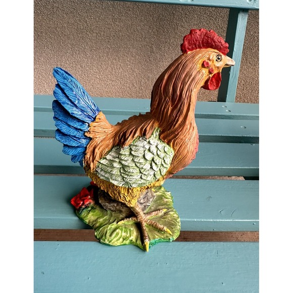 Art | Colorful Rooster Figurine Home Folk Style Statue Country Farm 6 5 ...